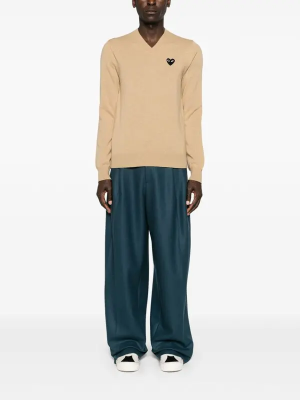 Play Comme Des Garcon Heart-patch Wool Jumper