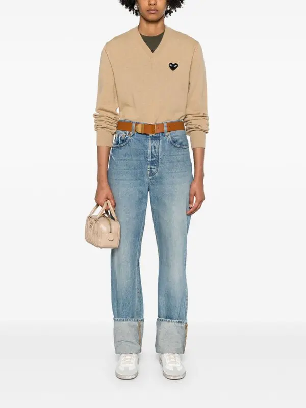 Play Comme Des Garcon Heart-patch Wool Jumper