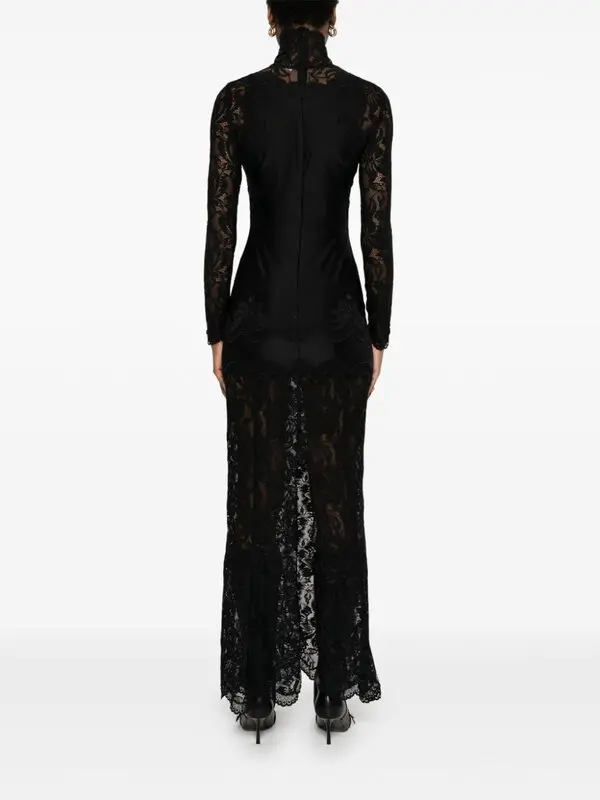 Rabanne Floral Lace Appliqué Maxi Dress - Black