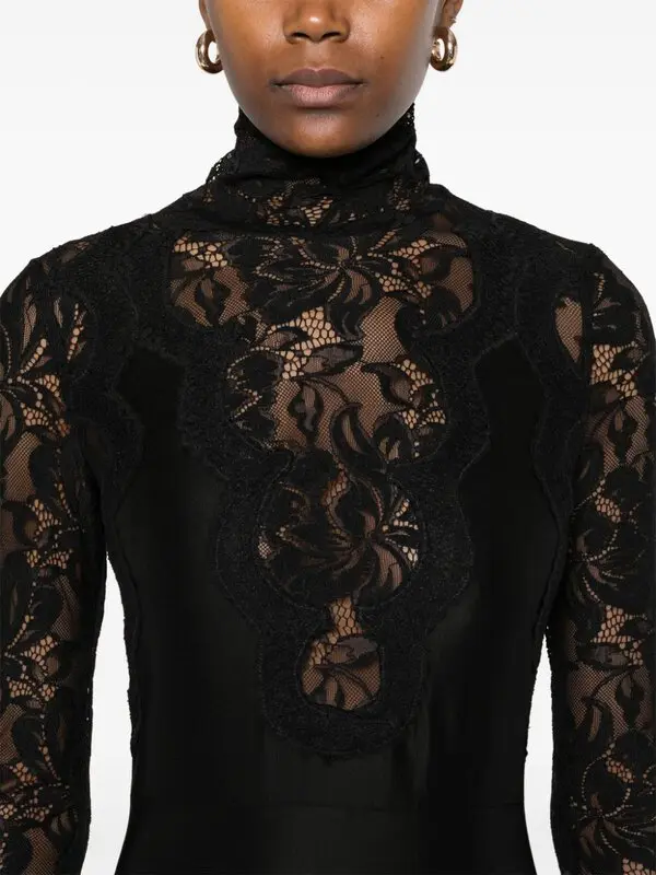 Rabanne Floral Lace Appliqué Maxi Dress - Black
