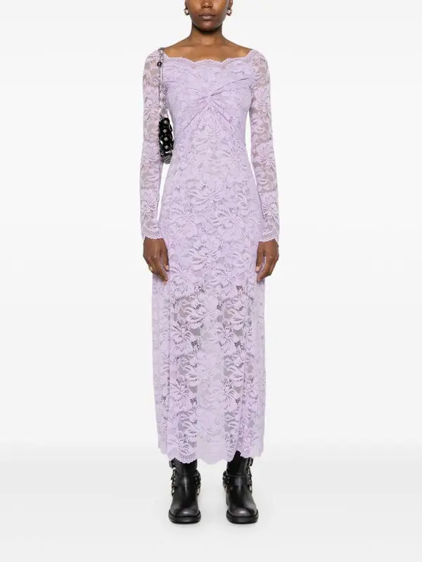 Rabanne Bardot-neckline Lace Maxi Dress