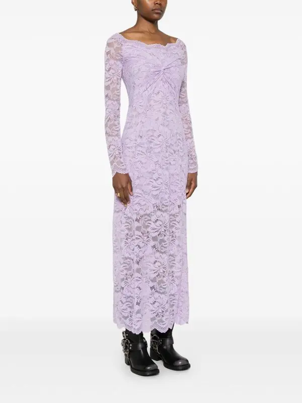 Rabanne Bardot-neckline Lace Maxi Dress