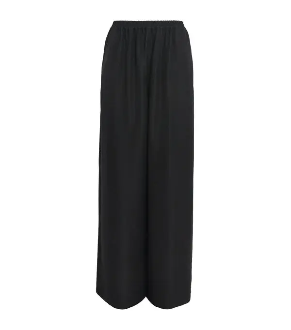 Eskandar Silk Flared Trousers - Black