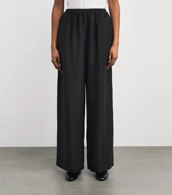 Eskandar Silk Flared Trousers - Black