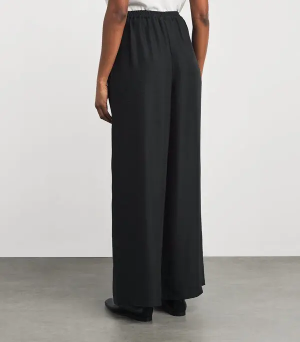 Eskandar Silk Flared Trousers - Black