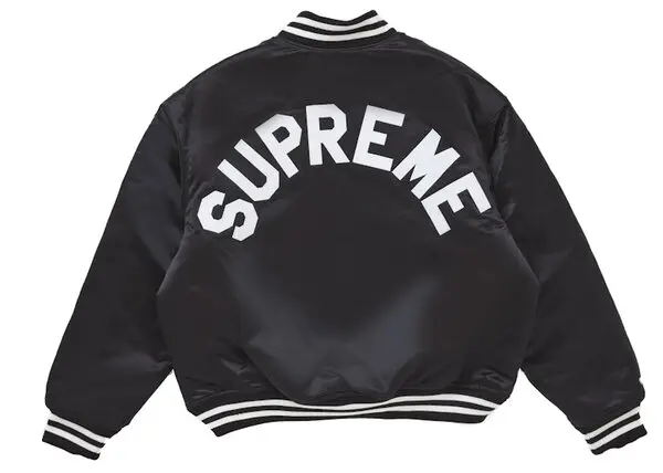 Supreme Mitchell & Ness Satin Varsity Jacket - Black