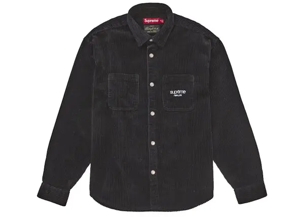 Supreme Wide Wale Corduroy Snap Shirt - Black
