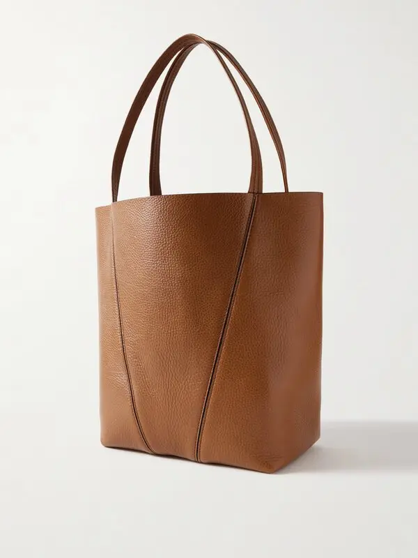 Chloé Spin Embellished Textured-leather Tote - Brown