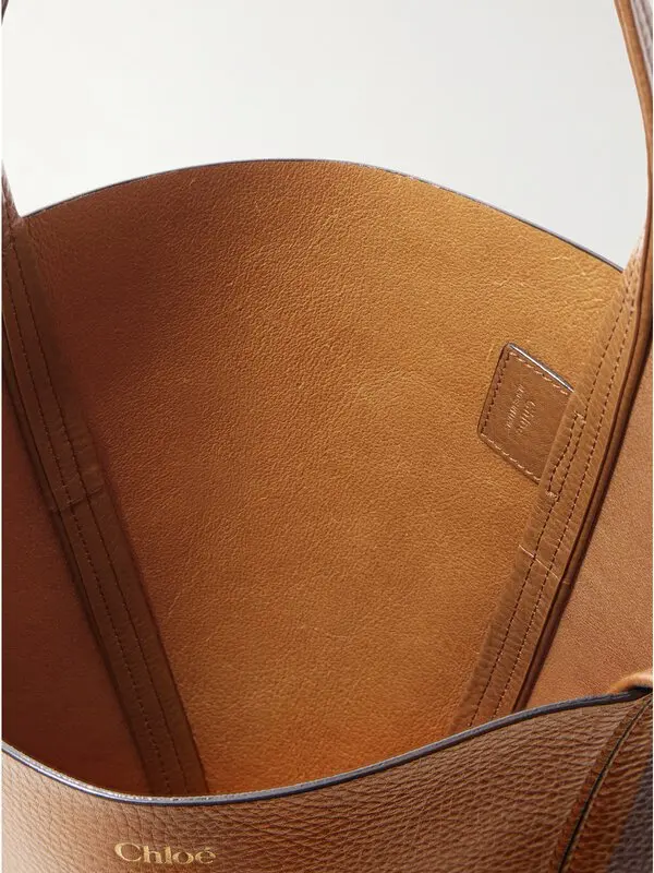 Chloé Spin Embellished Textured-leather Tote - Brown