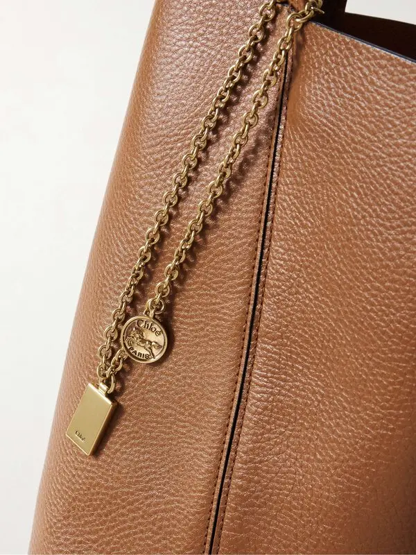 Chloé Spin Embellished Textured-leather Tote - Brown