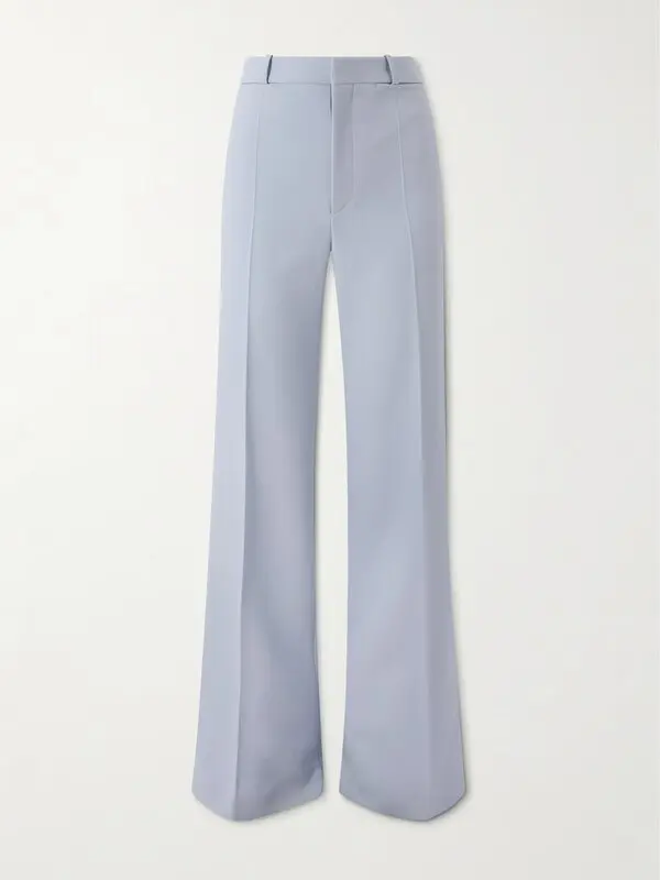 Chloé Wool Grain De Poudre Flared Pants - Blue