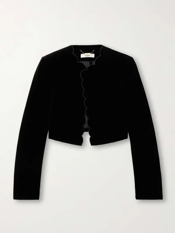 Chloé Cropped Silk-velour Jacket