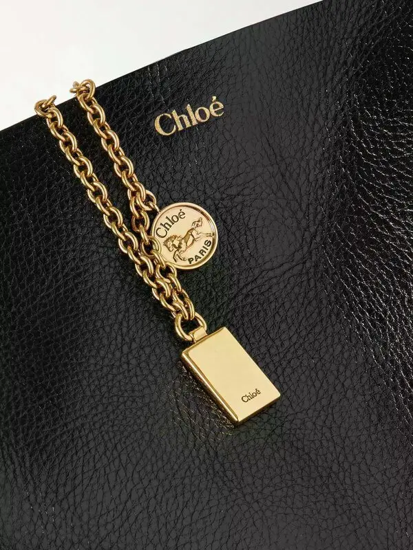 Chloé Spin Paneled Textured-leather Tote - Black