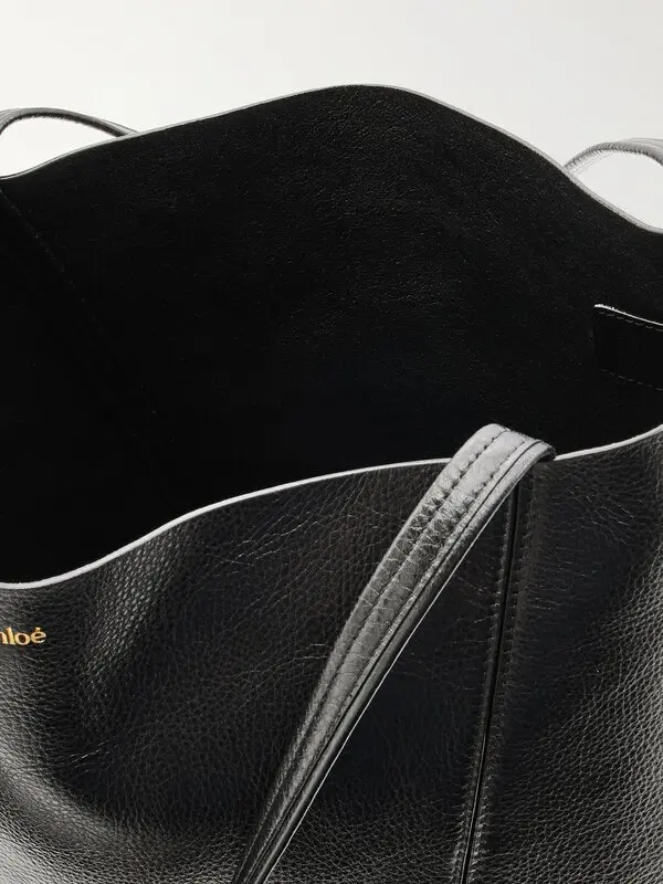 Chloé Spin Paneled Textured-leather Tote - Black