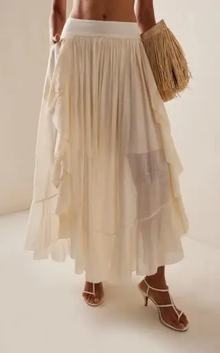 Zimmermann Acacia Ruffled Cotton Maxi Skirt
