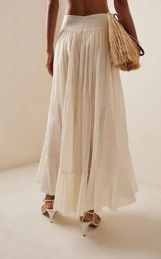 Zimmermann Acacia Ruffled Cotton Maxi Skirt