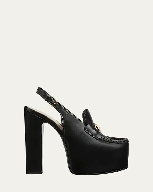 Gucci Ottavia Leather Platform Loafer Pumps