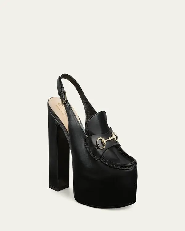 Gucci Ottavia Leather Platform Loafer Pumps