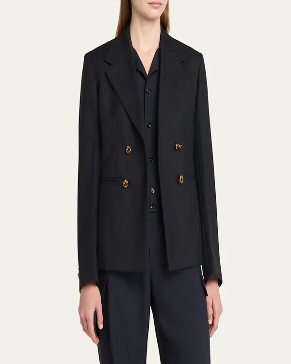 Bottega Veneta Subtle Stripe Knot Button Jacket - Ink-nero