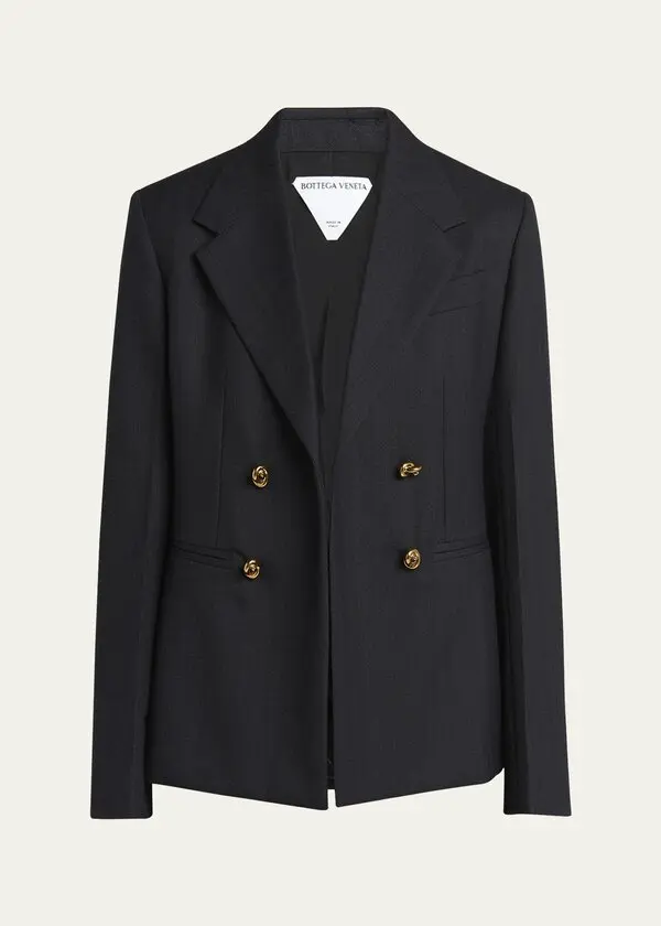 Bottega Veneta Subtle Stripe Knot Button Jacket - Ink-nero