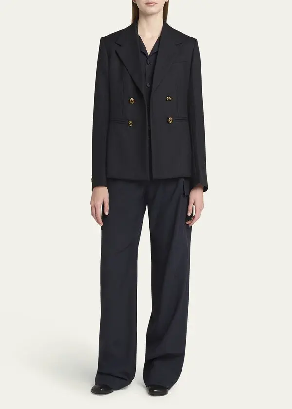 Bottega Veneta Subtle Stripe Knot Button Jacket - Ink-nero