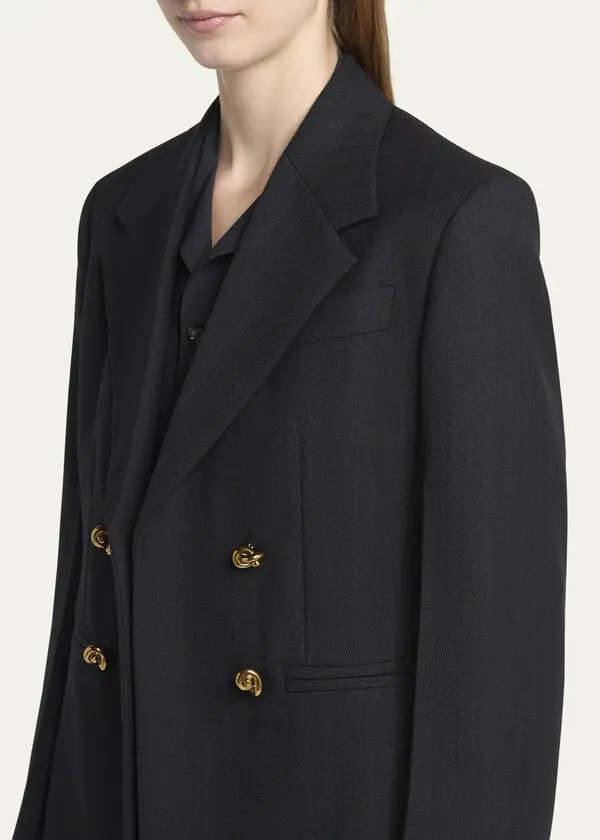 Bottega Veneta Subtle Stripe Knot Button Jacket - Ink-nero