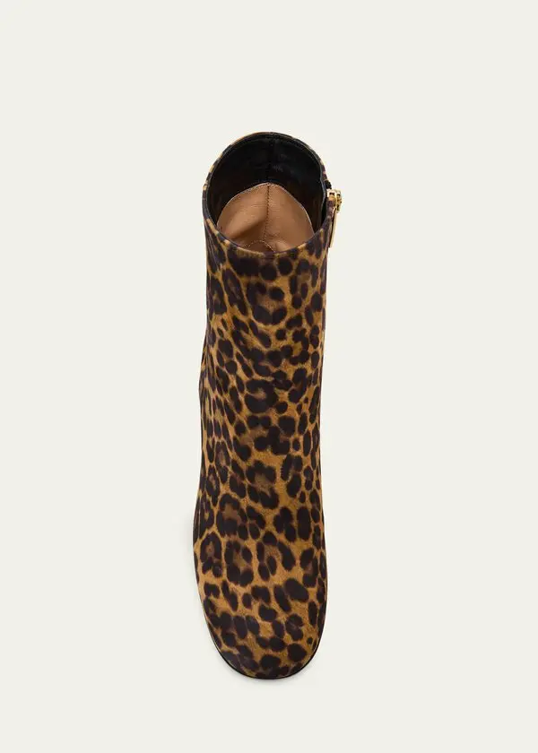 GIANVITO ROSSI Joelle Leopard Suede Ankle Boots