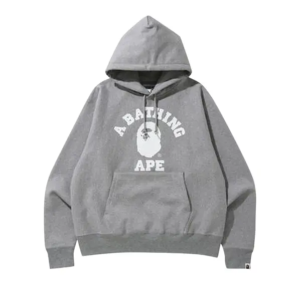 A BATHING APE Relaxed Classic College Pullover Hoodie - Grey