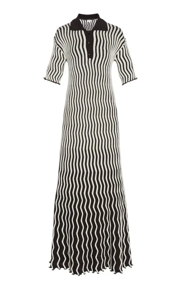 Bottega Veneta Ribbed Wool-blend Maxi Dress - Stripe