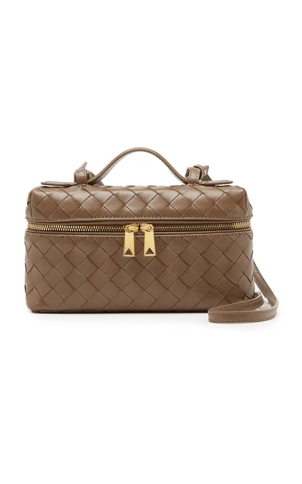 Bottega Veneta Intrecciato Leather Vanity Case - Brown