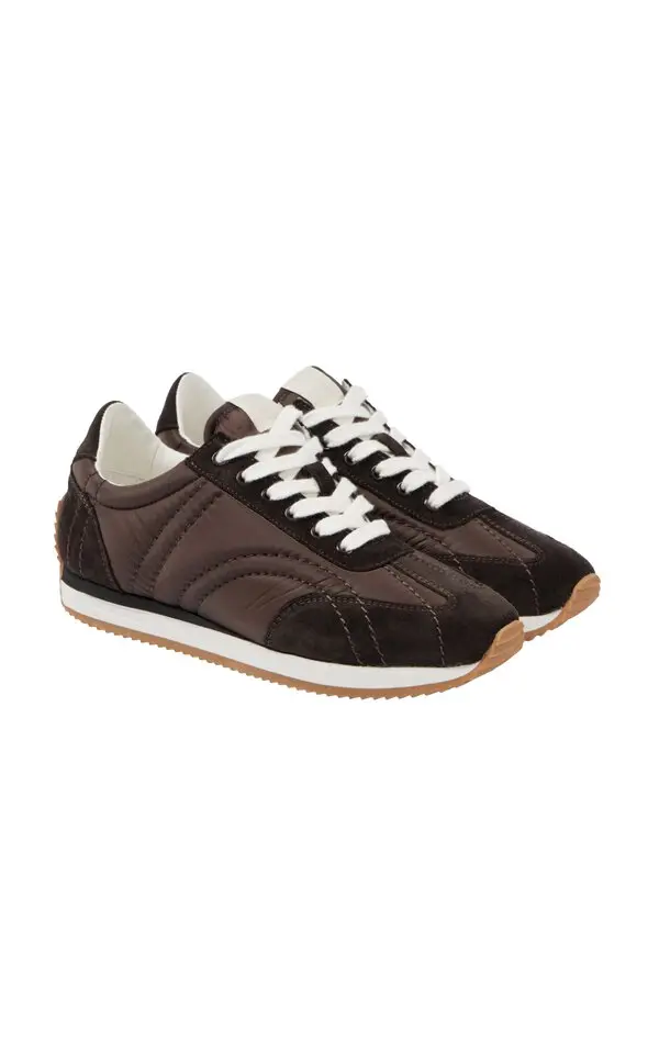 TOTEME Sport Leather-trimmed Nylon Sneakers - Brown