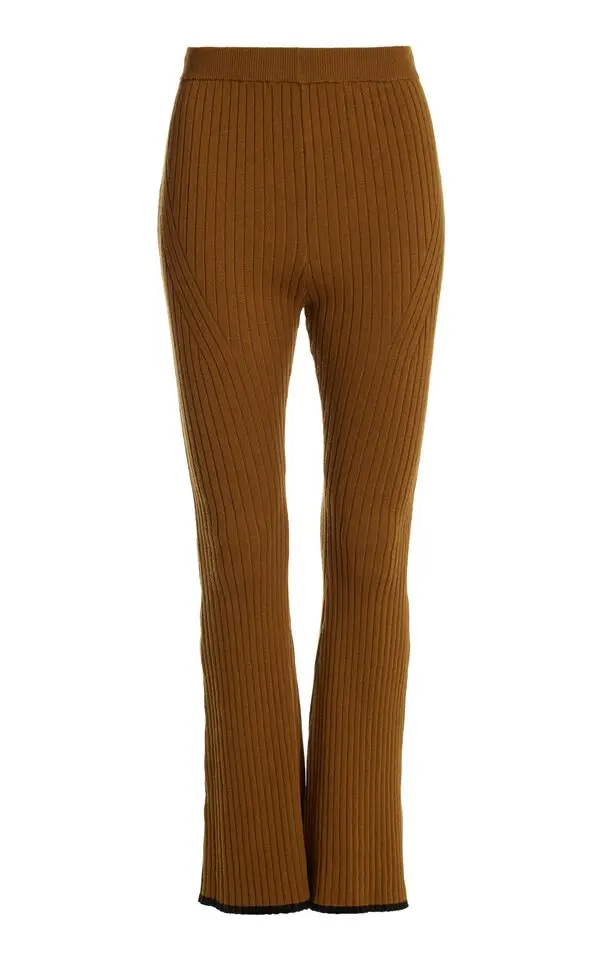 Matthew Bruch Cotton-blend Ribbed-knit Flared Pants
