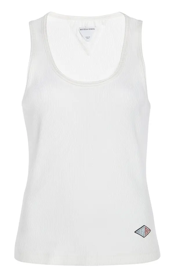 Bottega Veneta Ribbed Cotton Jersey Tank Top - White