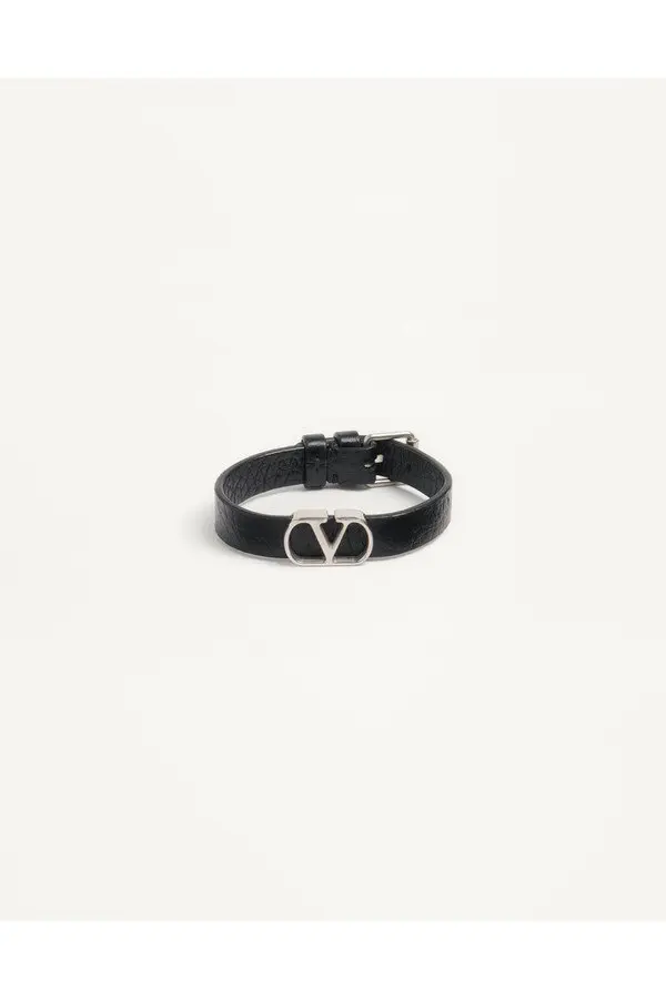 Valentino Garavani Vlogo Signature Grainy Calfskin Bracelet - Black