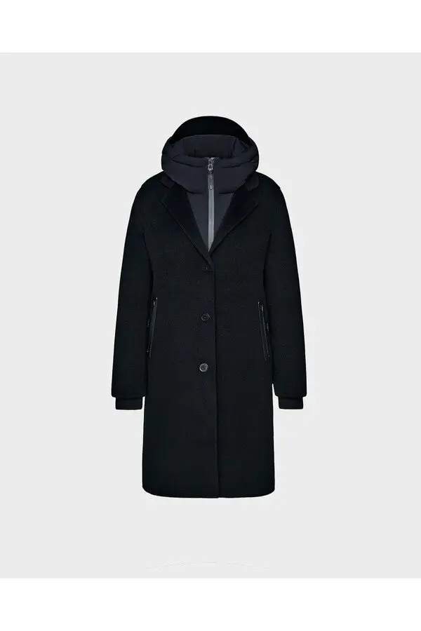 Rudsak Wool Coat With Leather Sleeves
