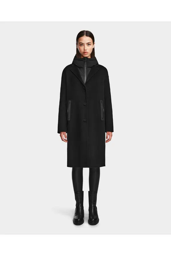 Rudsak Wool Coat With Leather Sleeves