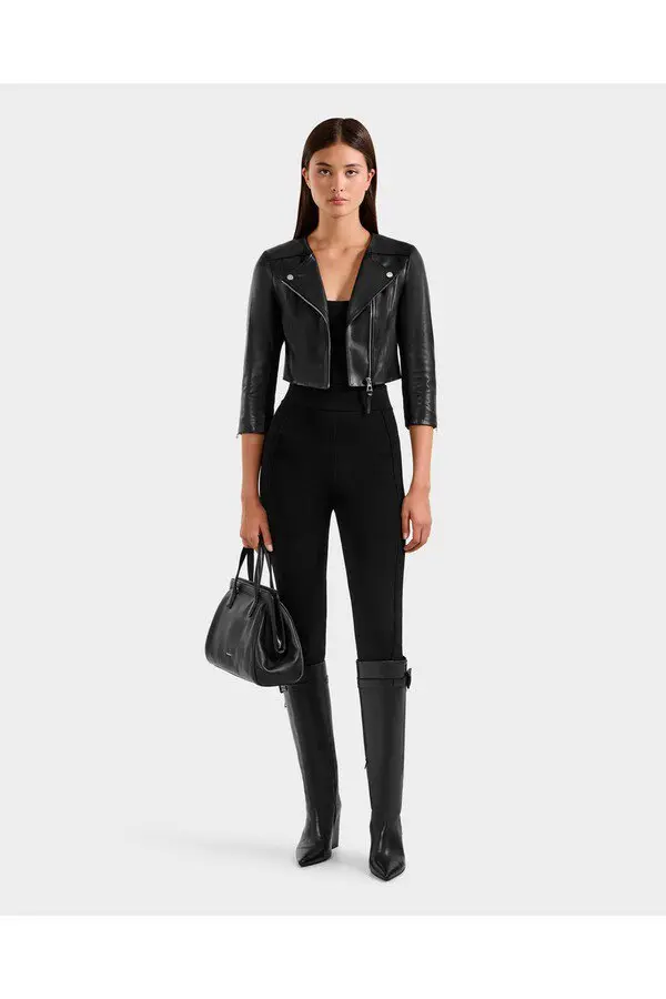 Rudsak Cropped Leather Biker Jacket