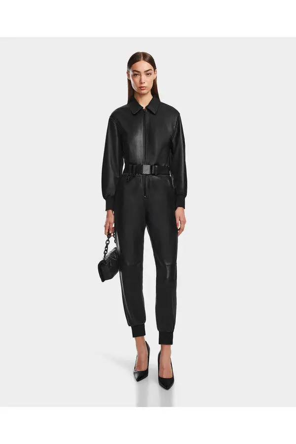 Rudsak Lax Leather Jumpsuit - Black