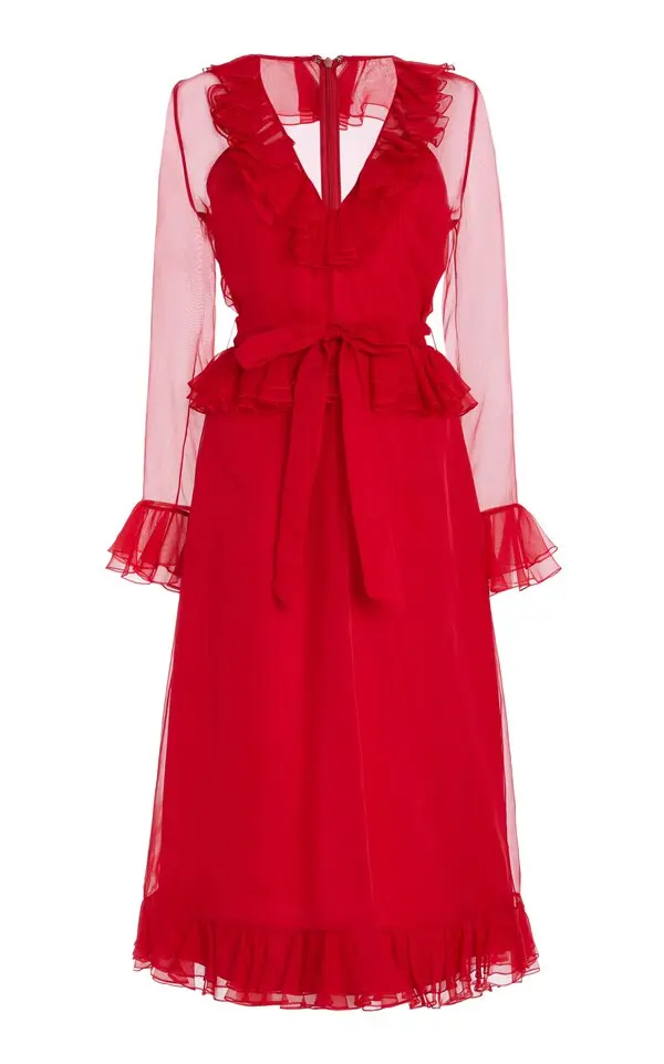 Valentino Garavani Silk-organza Dress - Red