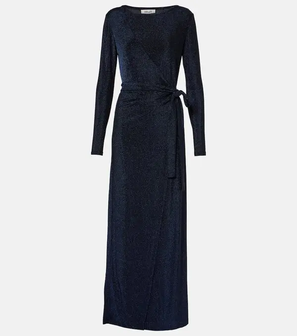 Diane Von Furstenberg Simona Lame Wrap Dress - Blue