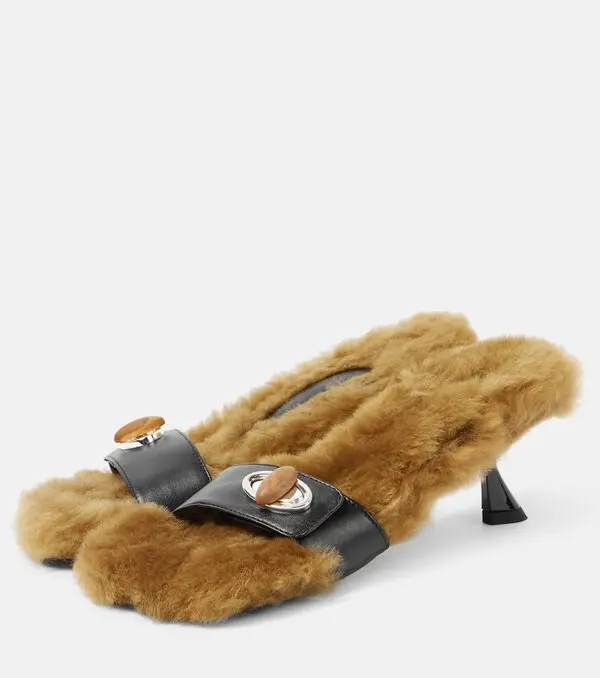 Christopher Esber Turnlock Shearling Mules