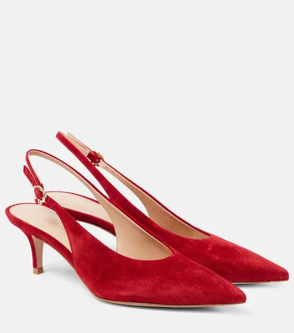 GIANVITO ROSSI Robbie Suede Slingback Pumps - Red