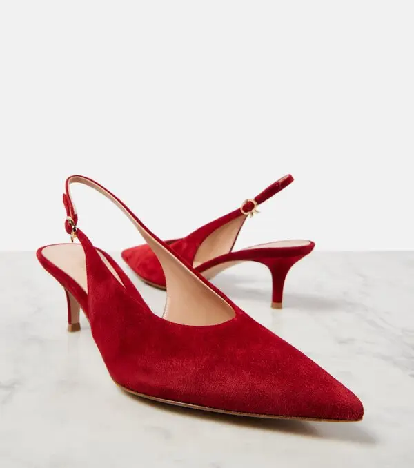 GIANVITO ROSSI Robbie Suede Slingback Pumps - Red