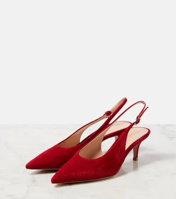 GIANVITO ROSSI Robbie Suede Slingback Pumps - Red