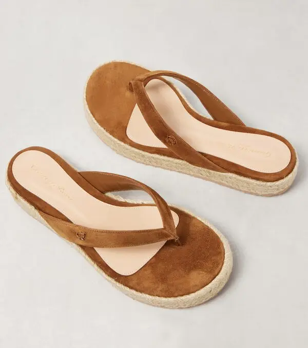 GIANVITO ROSSI Suede Espadrille Thong Sandals