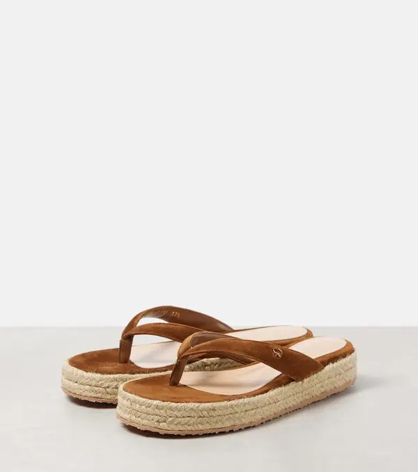 GIANVITO ROSSI Suede Espadrille Thong Sandals