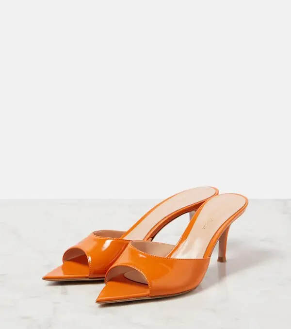 GIANVITO ROSSI Patent Leather Mules - Orange