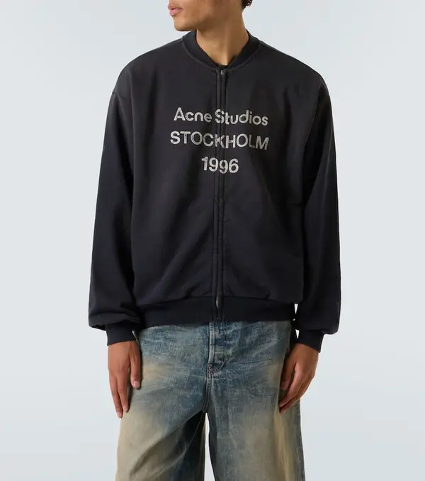 Acne Studios Logo Cotton-blend Zip-up Sweatshirt