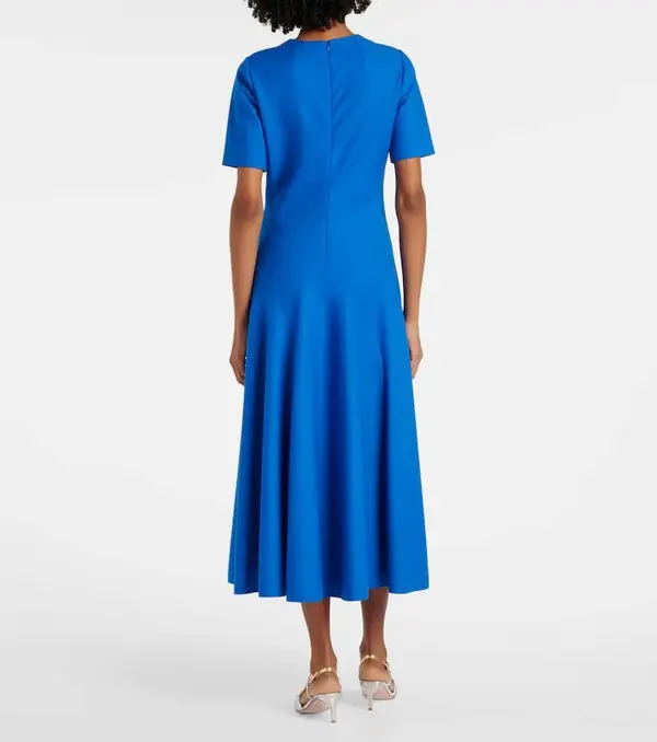 Oscar De La Renta Draped Wool-blend Midi Dress - Blue