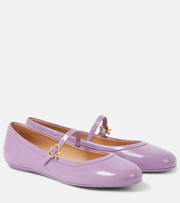 GIANVITO ROSSI Patent Leather Mary Jane Flats - Purple